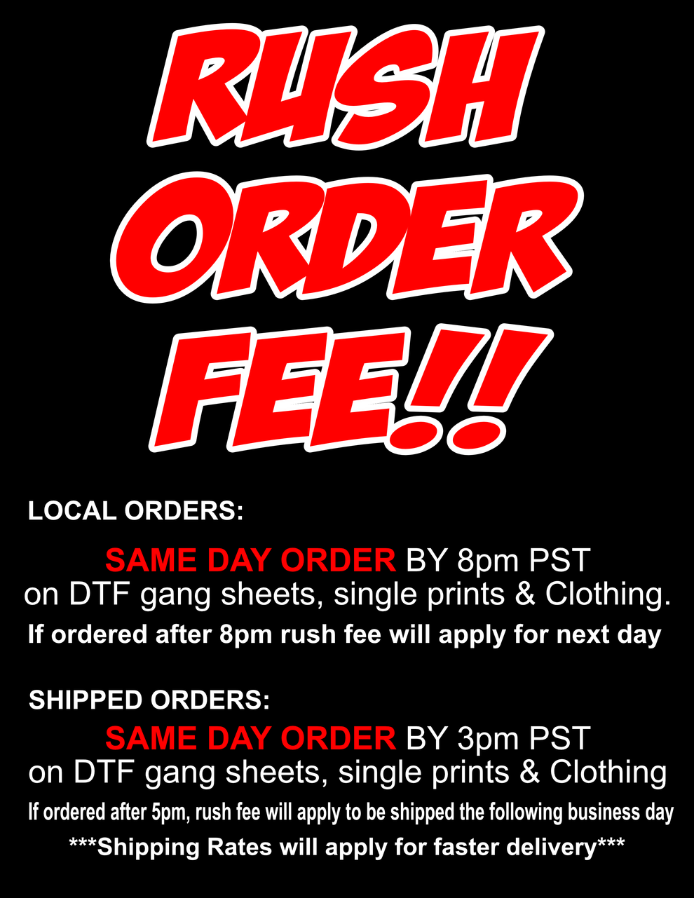 RUSH ORDER FEE – King Kustoms